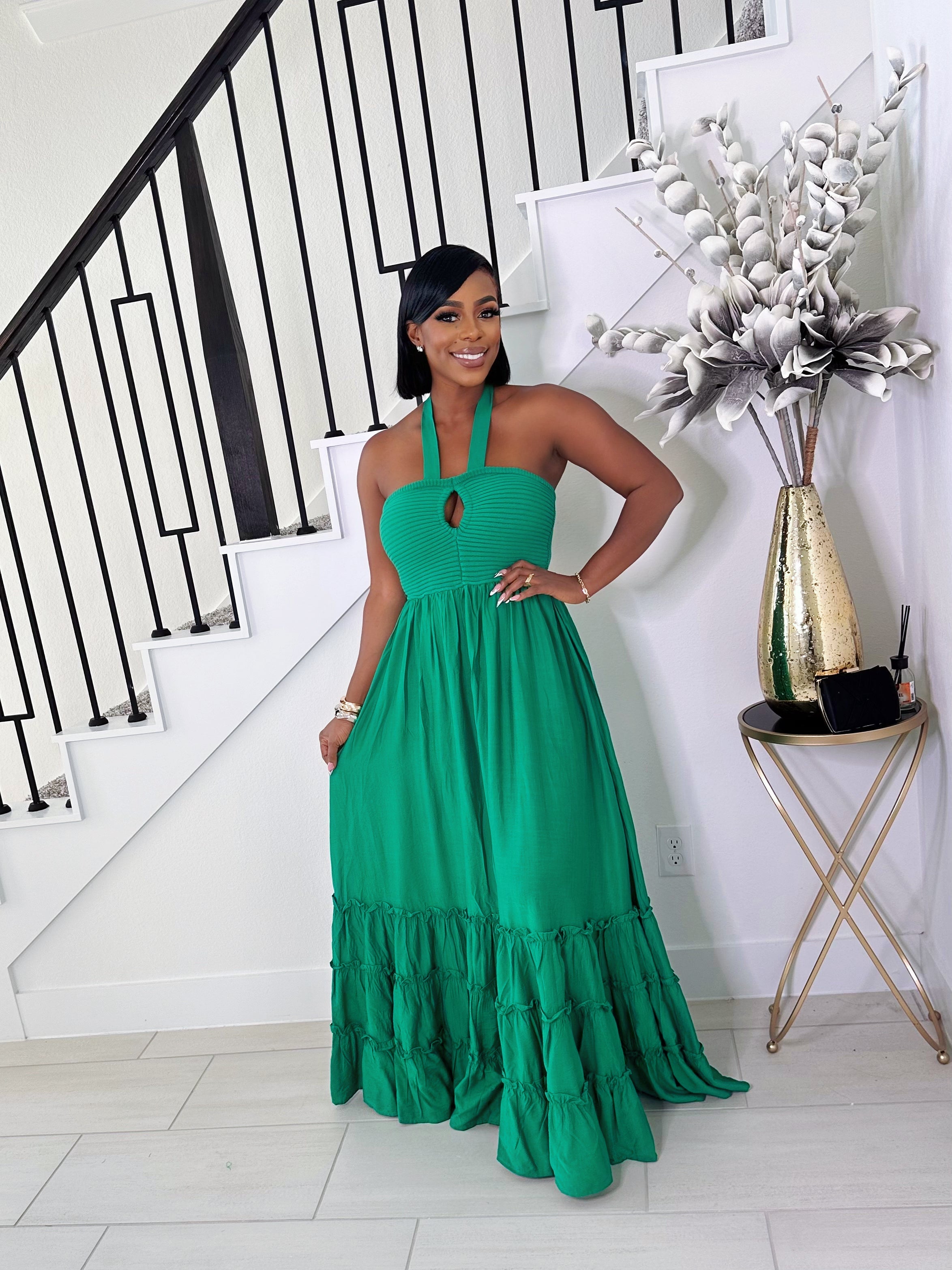 I HAVE ARRIVED MAXI DRESS (GREEN) – B-L-U-SH BY JOELLE